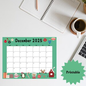 Editable December 2025 Calendar, Fillable Printable Digital Download ...