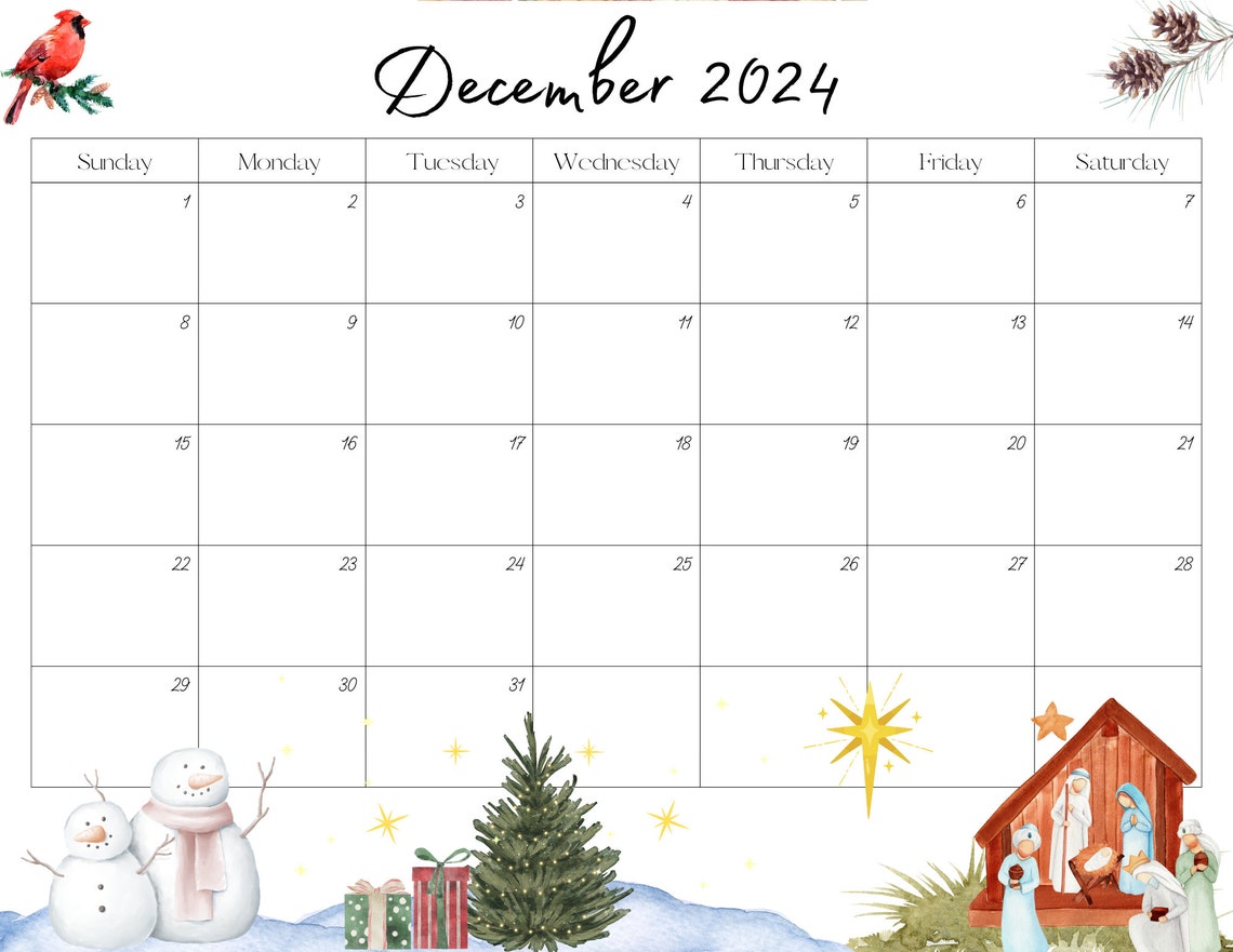 Editable December 2024 Calendar Printable, Activity Planner, Classroom ...