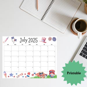 Editable July 2025 Calendar, Fillable Printable Planner Digital ...