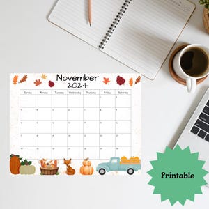 Editable November 2024 Calendar, Fillable Printable Digital Download ...