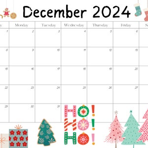 Editable December 2024 Calendar Printable, Activity Planner, Classroom ...