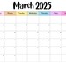 EDITABLE March 2025 Calendar Fillable Monthly Activity Planner ...