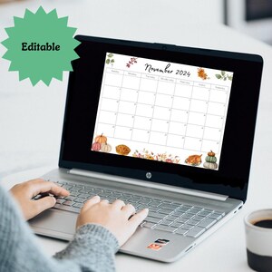 Editable November 2024 Calendar, Fillable Printable Digital Download ...
