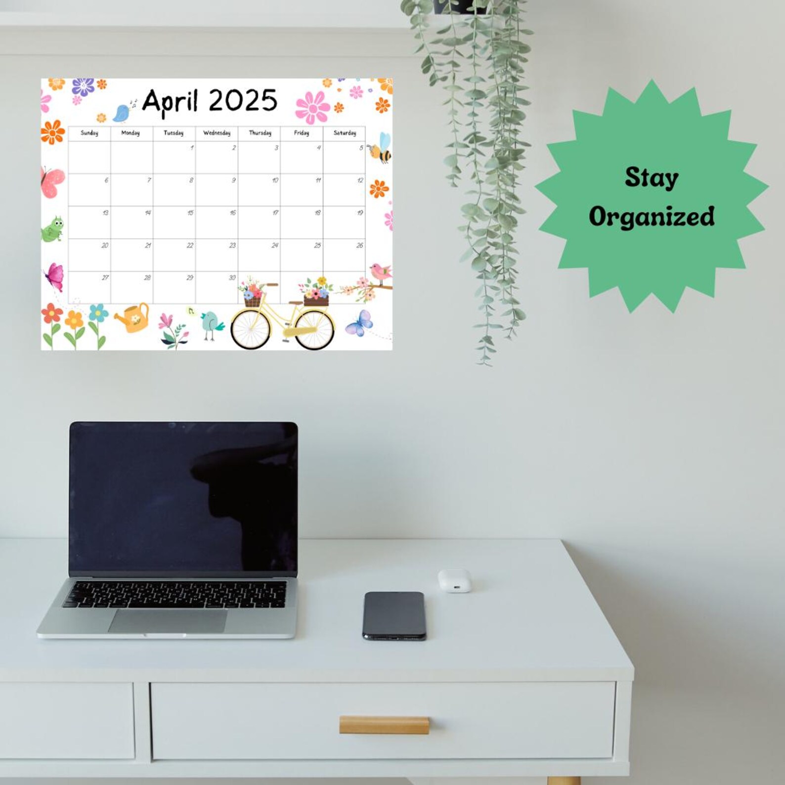 Editable April 2025 Calendar, Fillable Printable Planner, Classroom ...