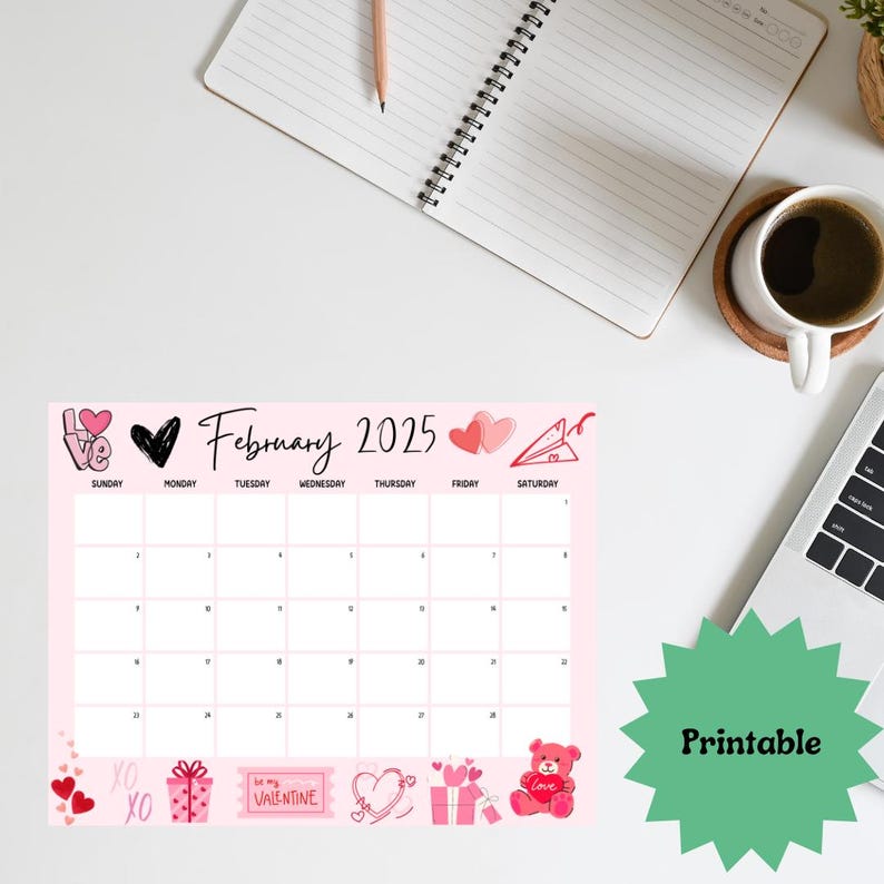 Editable February 2025 Calendar Printable, Activity Planner, Classroom ...
