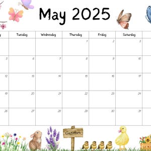 Editable May 2025 Calendar Printable Activity Planner, Cute Spring ...
