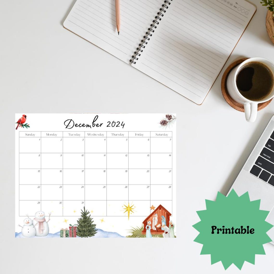 Editable December 2024 Calendar Printable, Activity Planner, Classroom ...