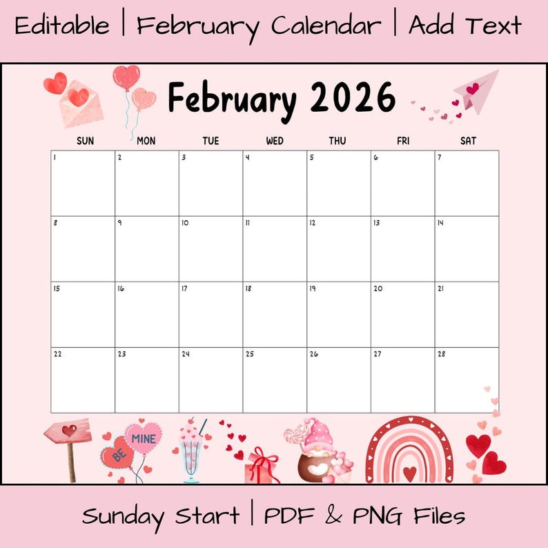 Editable February 2026 Calendar Printable, Activity Planner, Classroom ...