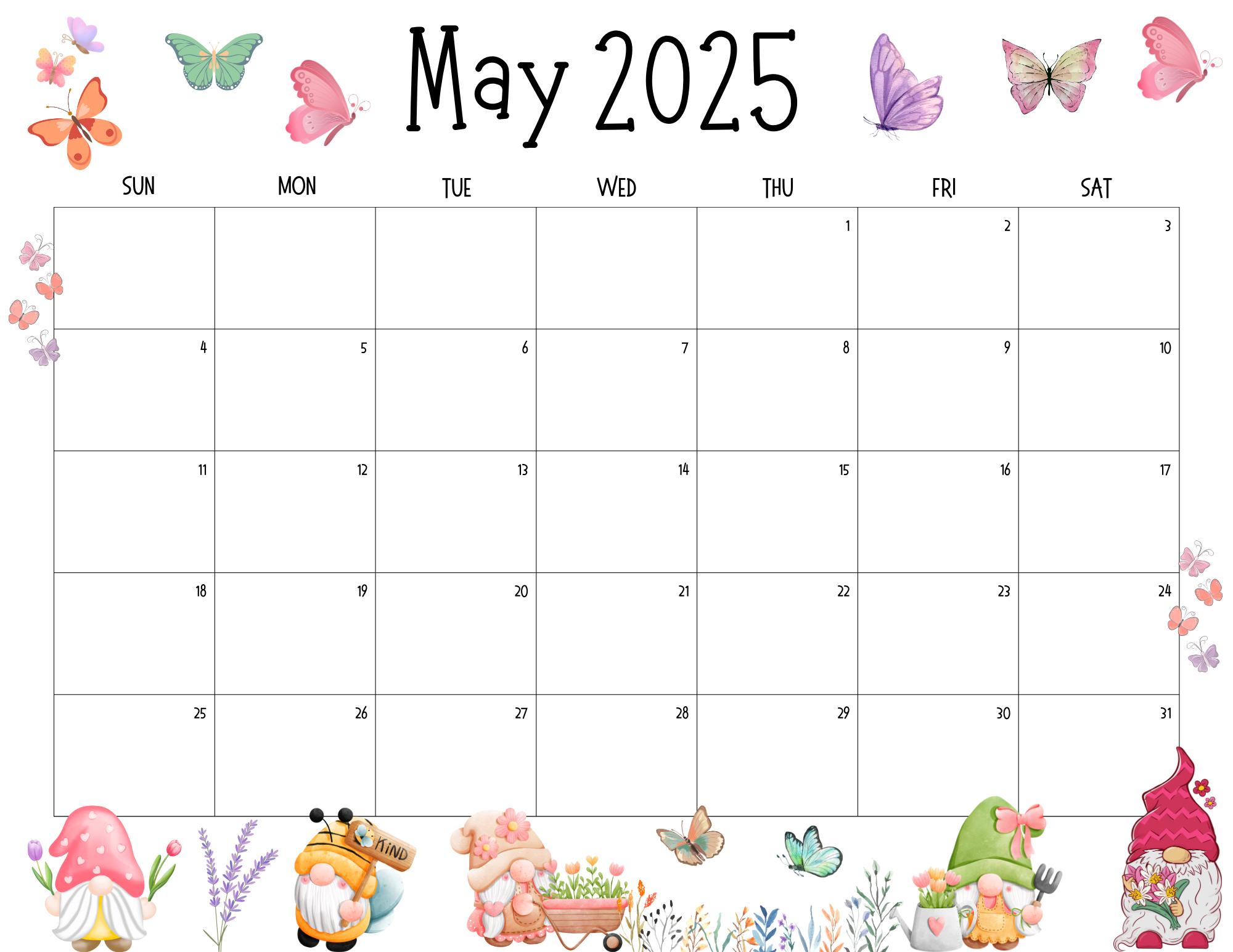 Editable May 2025 Calendar, Printable Fillable Digital Download, Office ...