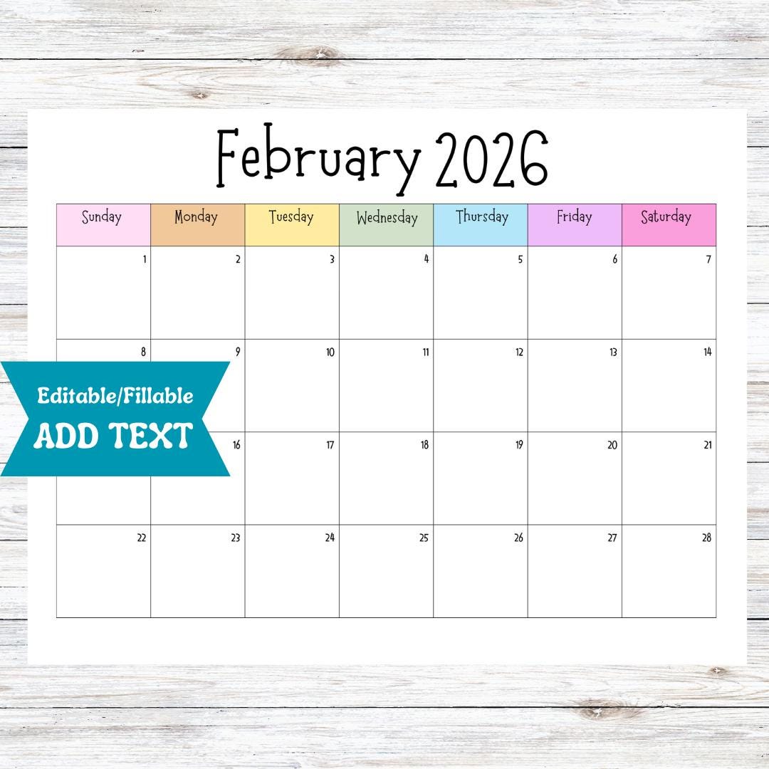 Editable February 2026 Calendar Printable, Activity Planner, Classroom ...