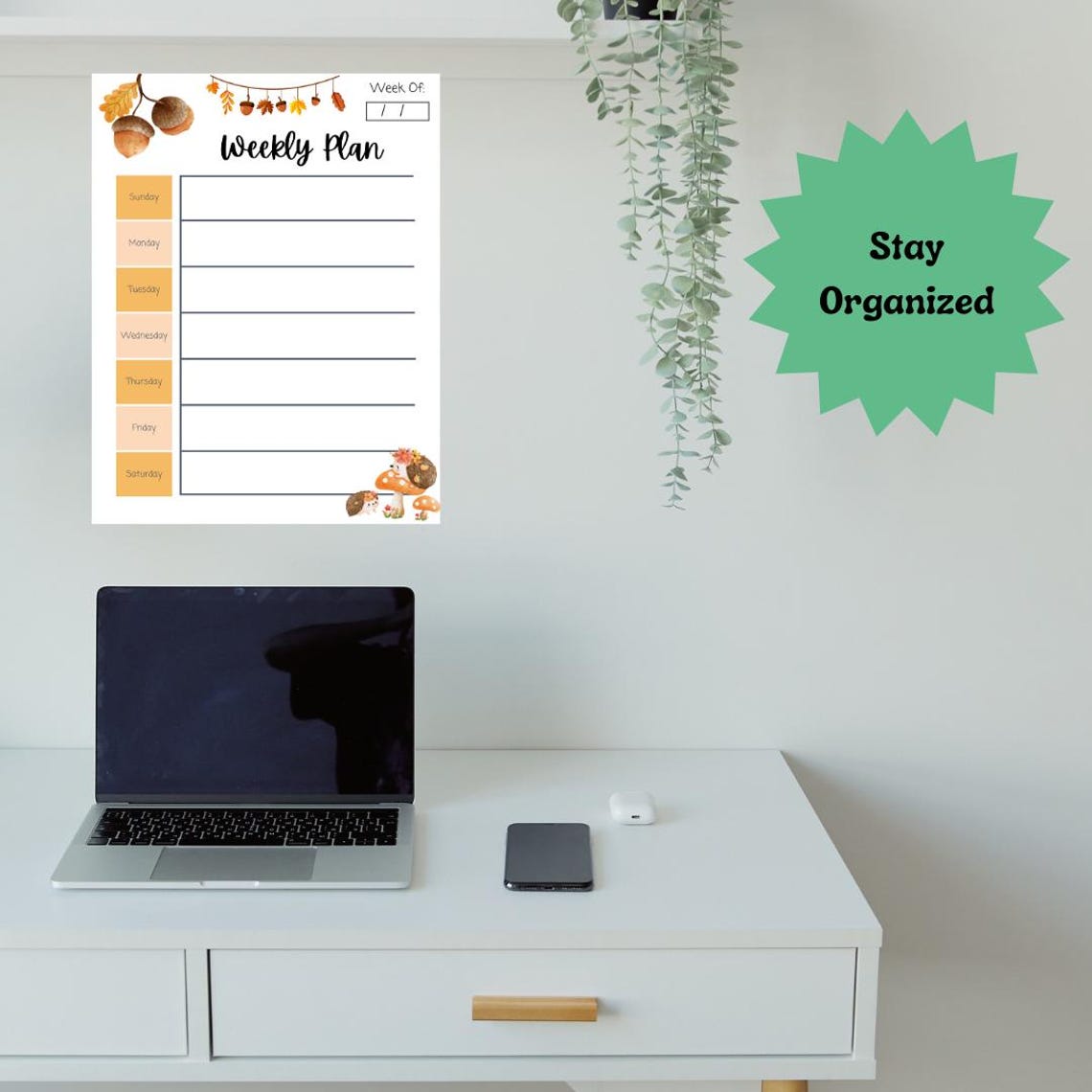 Weekly Planner Editable, Fall Printable Calendar, Instant Download PDF ...
