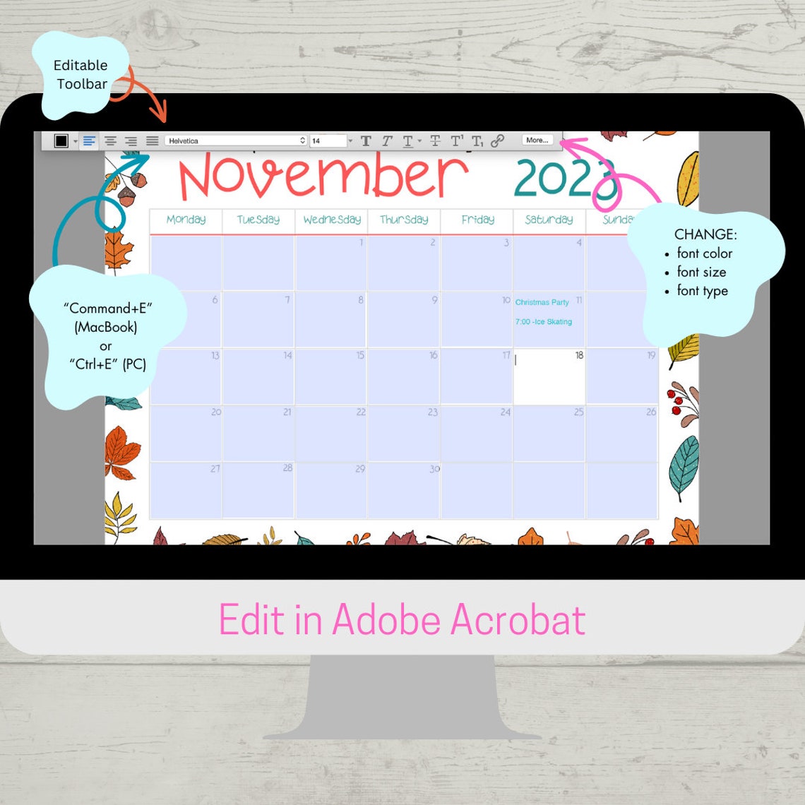 Editable December 2025 Calendar, Fillable Printable Digital Download ...