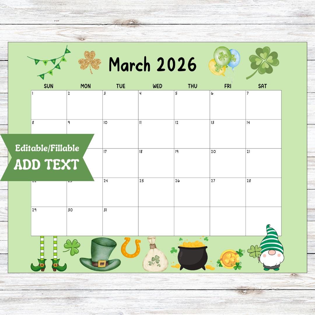 EDITABLE March 2026 Calendar Fillable Monthly Classroom Digital ...