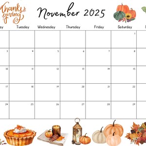 Editable November 2025 Calendar, Printable Fillable Digital Download ...