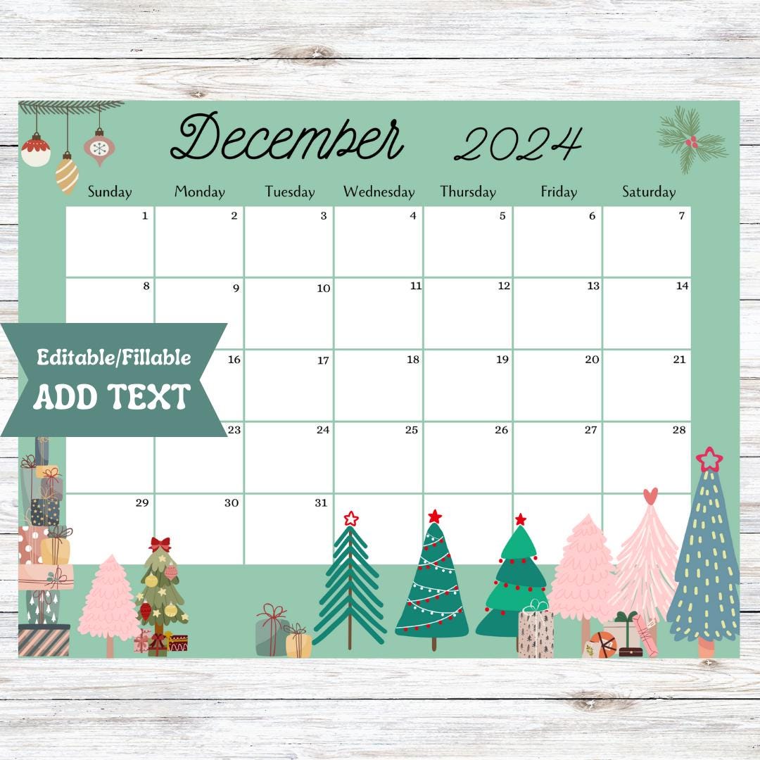Printable Christmas Calendar December 2024