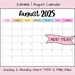 Editable August 2025 Calendar Printable Activity Planner, Rainbow ...