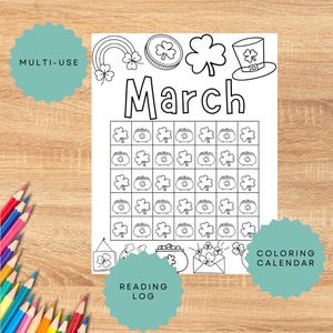 Reading Log Printable, Monthly Reading Tracker, Themed Kids Calendar ...