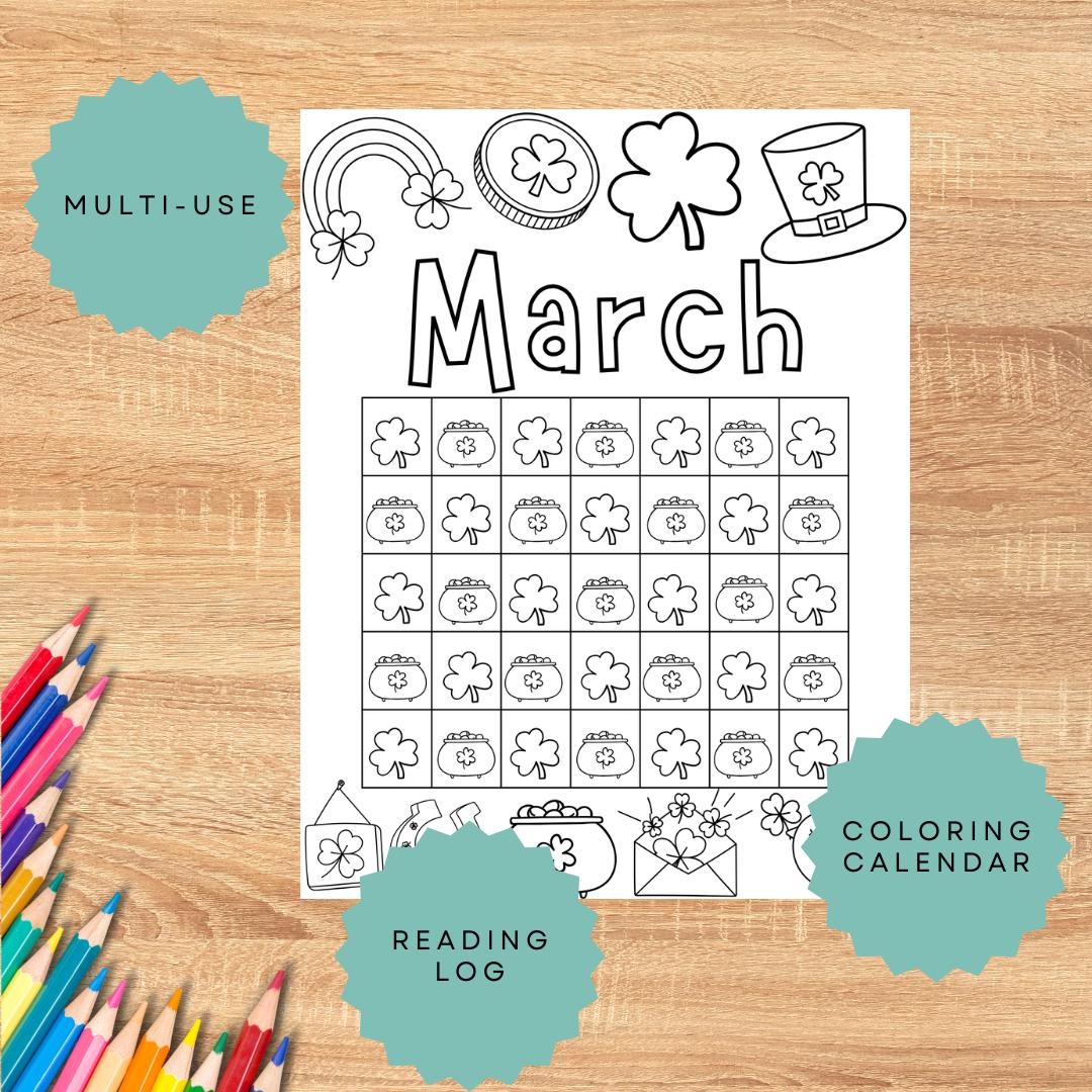 Reading Log Printable, Monthly Reading Tracker, Themed Kids Calendar ...