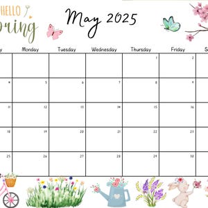 Editable May 2025 Calendar, Printable Fillable Digital Download, Office ...