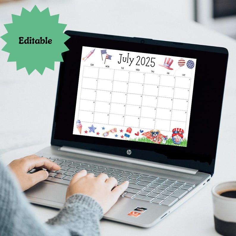 Editable July 2025 Calendar, Fillable Printable Planner Digital ...