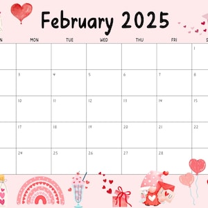 Editable February 2025 Calendar Printable, Activity Planner, Classroom ...