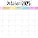 Editable October 2025 Calendar, Printable Digital Download, Wall ...