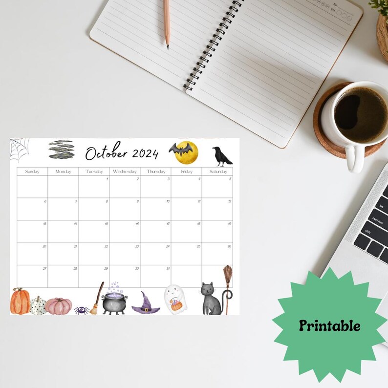 Editable October 2024 Calendar, Printable Fillable Digital Download ...