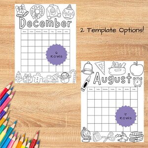 Printable Kids Coloring Calendar, Undated 12 Monthly Calendar ...