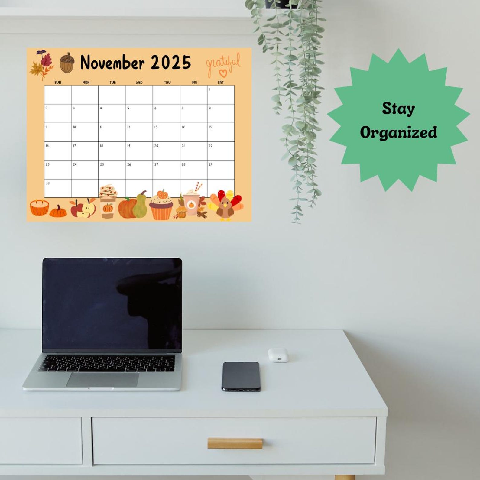 Editable November 2025 Calendar, Printable Fillable Digital Download ...