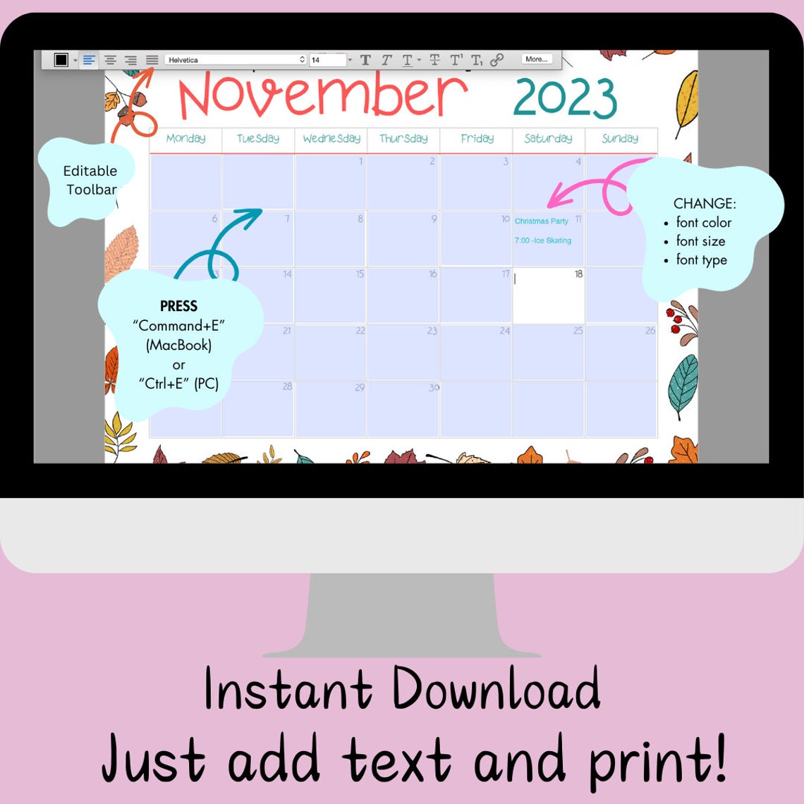Editable August 2025 Calendar, Printable Fillable Digital Download ...