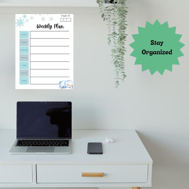 Weekly Planner Editable, Winter Printable Calendar, Instant Download ...