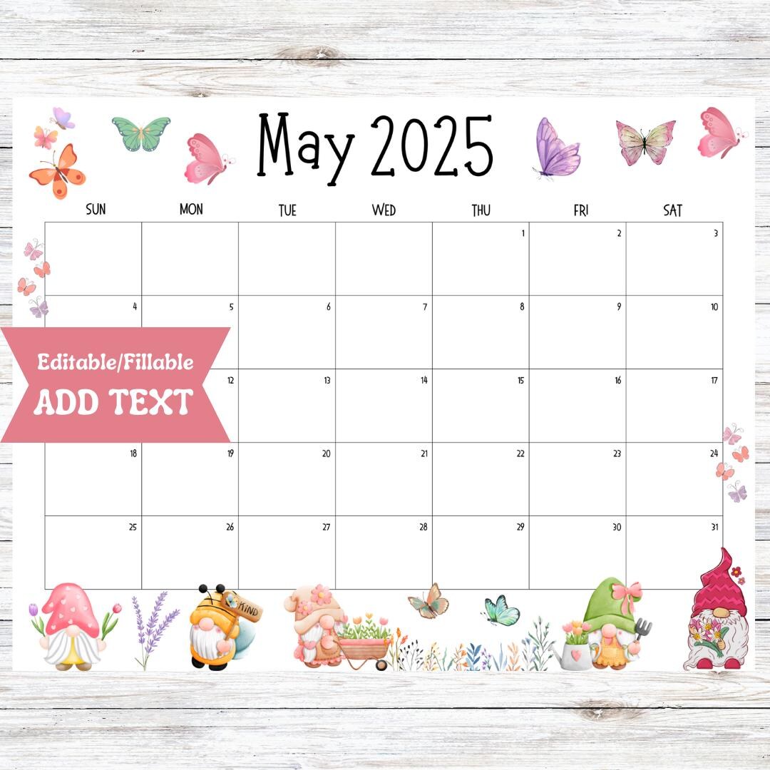 Editable May 2025 Calendar, Printable Fillable Digital Download, Office ...