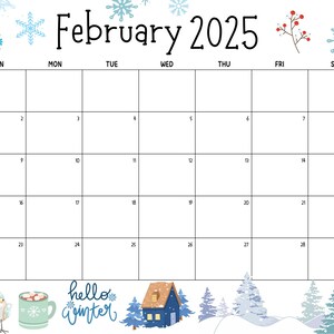 Editable February 2025 Calendar Printable, Activity Planner, Classroom ...
