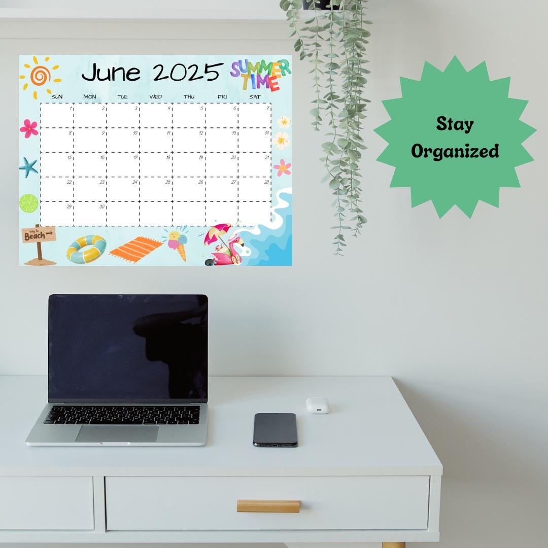 Editable June 2025 Calendar, Fillable Printable Wall Digital Download ...