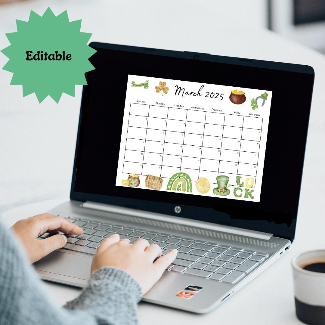 EDITABLE March 2025 Calendar Fillable Monthly Classroom Digital ...