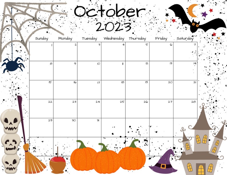 EDITABLE October 2023 Calendar Halloween Printable Planner - Etsy