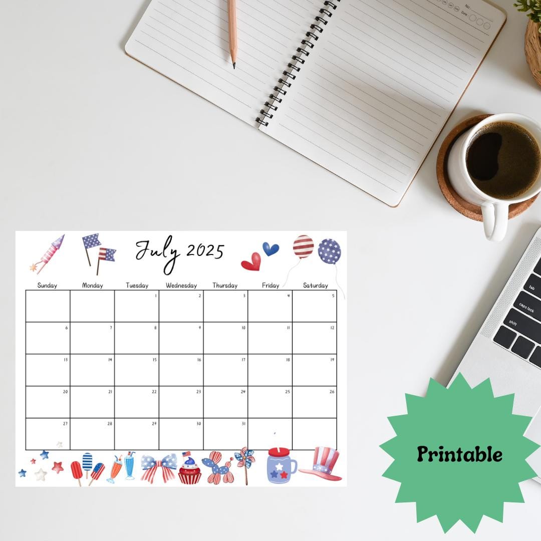 Editable July 2025 Calendar, Fillable Printable Planner Digital ...