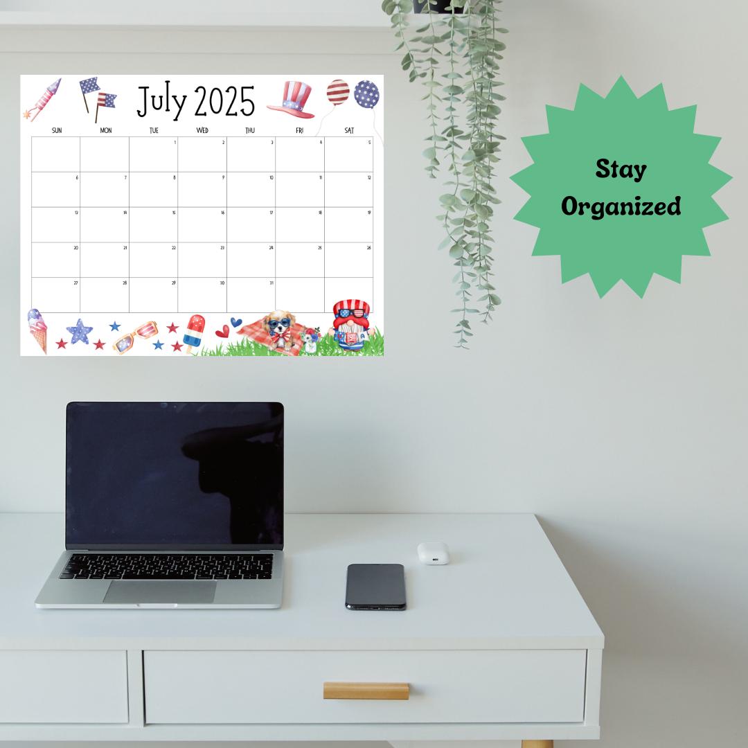 Editable July 2025 Calendar, Fillable Printable Planner Digital ...
