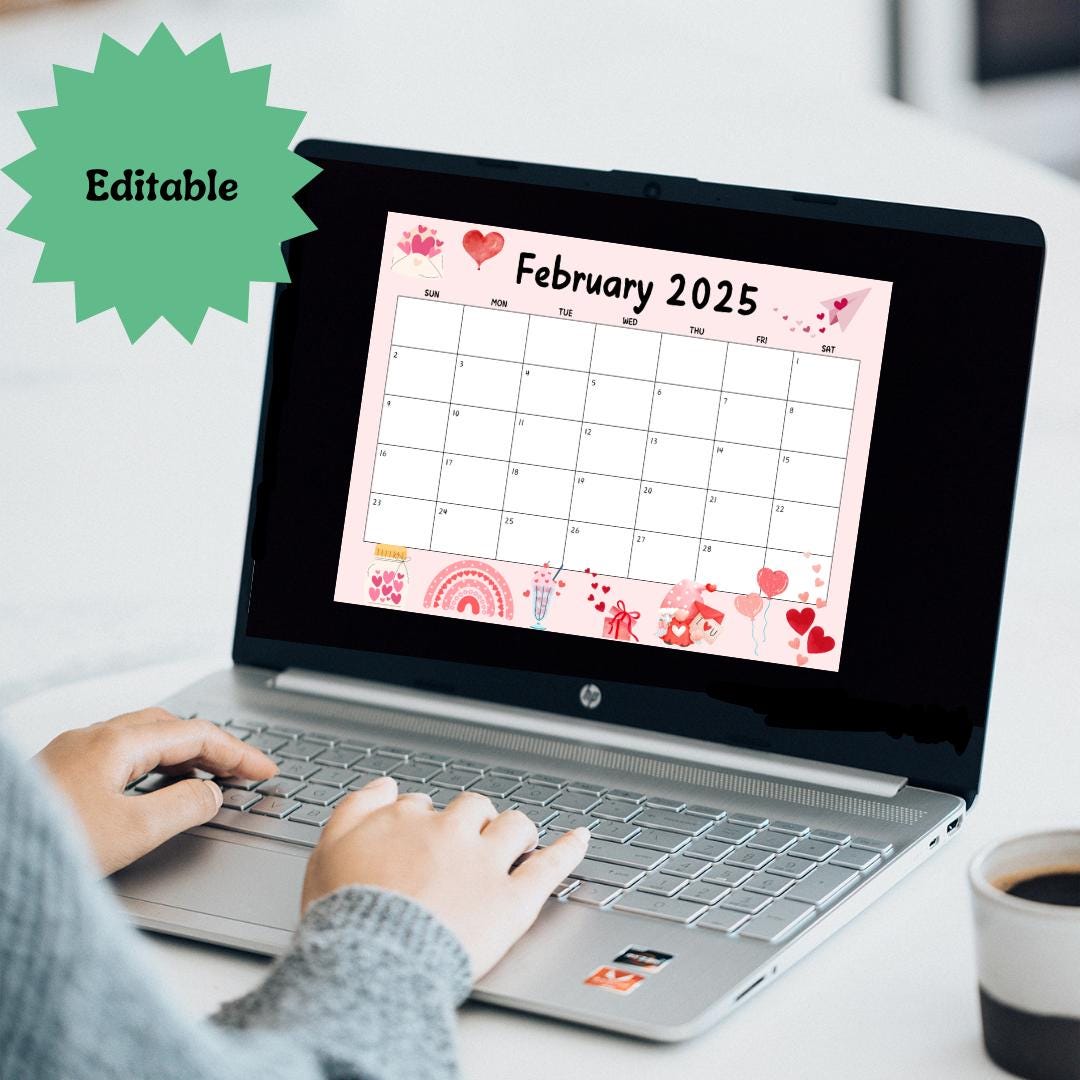 Editable February 2025 Calendar Printable, Activity Planner, Classroom ...