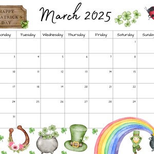 EDITABLE March 2025 Calendar Fillable Monthly Classroom Digital ...