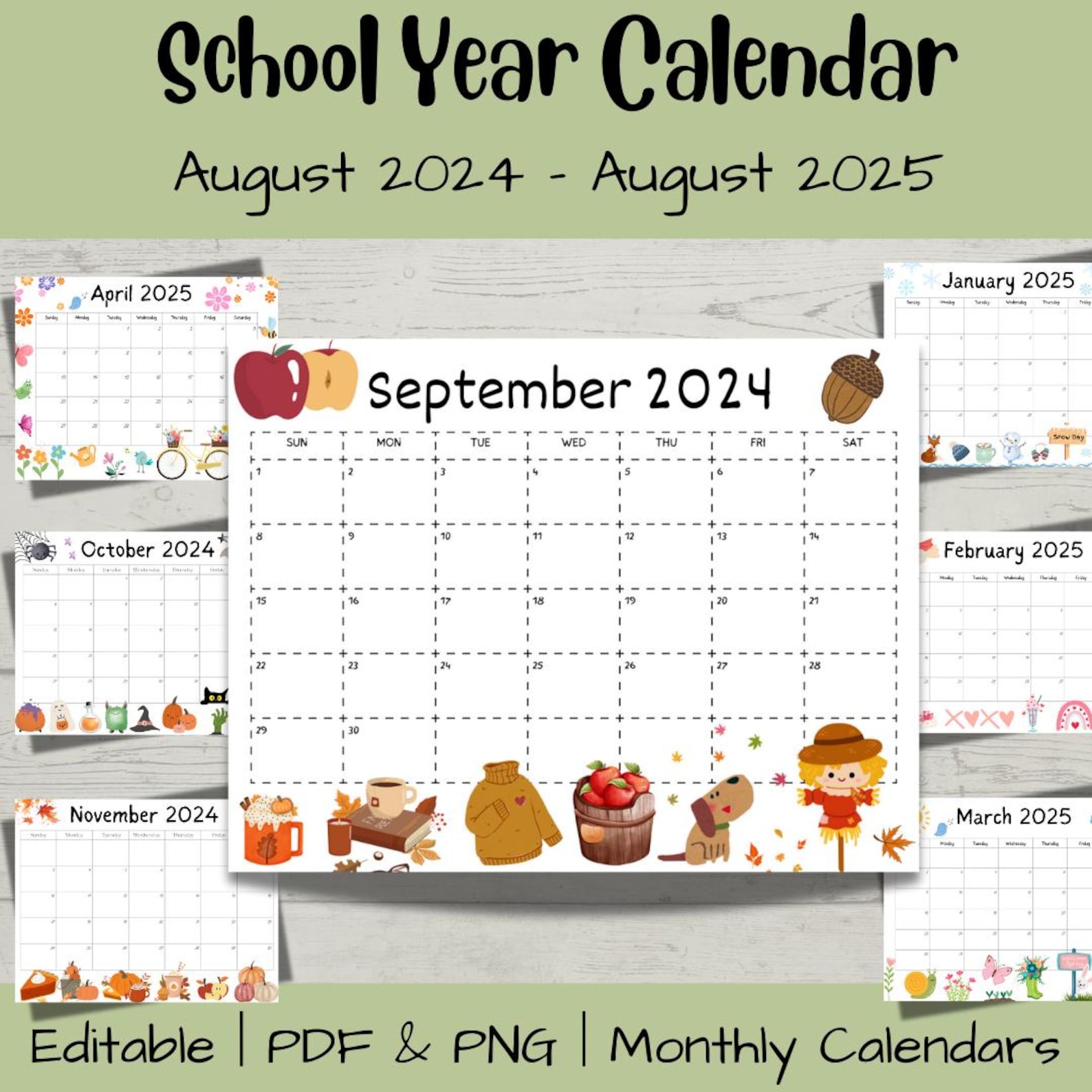 Editable 2024-2025 School Year Academic Calendar Printable, School ...