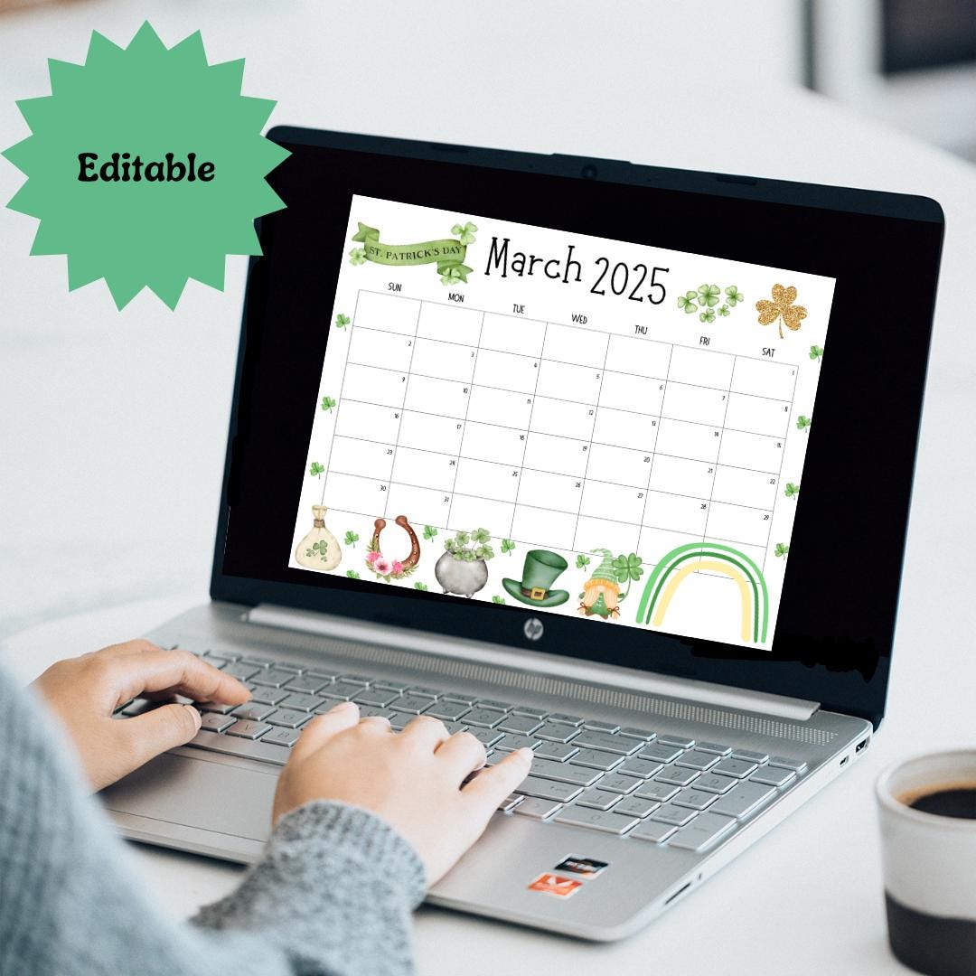 EDITABLE March 2025 Calendar Fillable Monthly Activity Planner ...