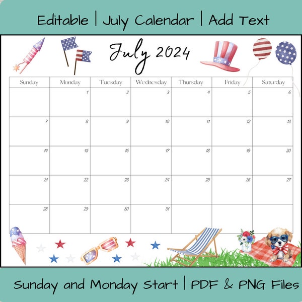 Editable Calendar - Etsy