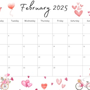 Editable February 2025 Calendar Printable, Activity Planner, Classroom ...