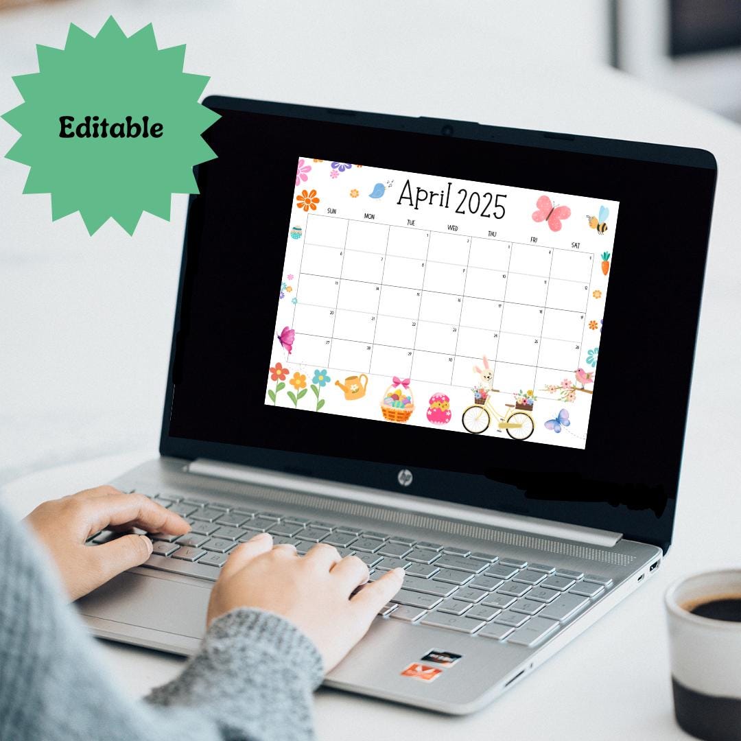 EDITABLE April 2025 Calendar PDF Template, 2025 Calendar, Printable ...