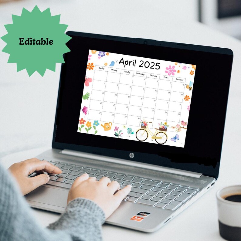 Editable April 2025 Calendar, Fillable Printable Planner, Classroom ...