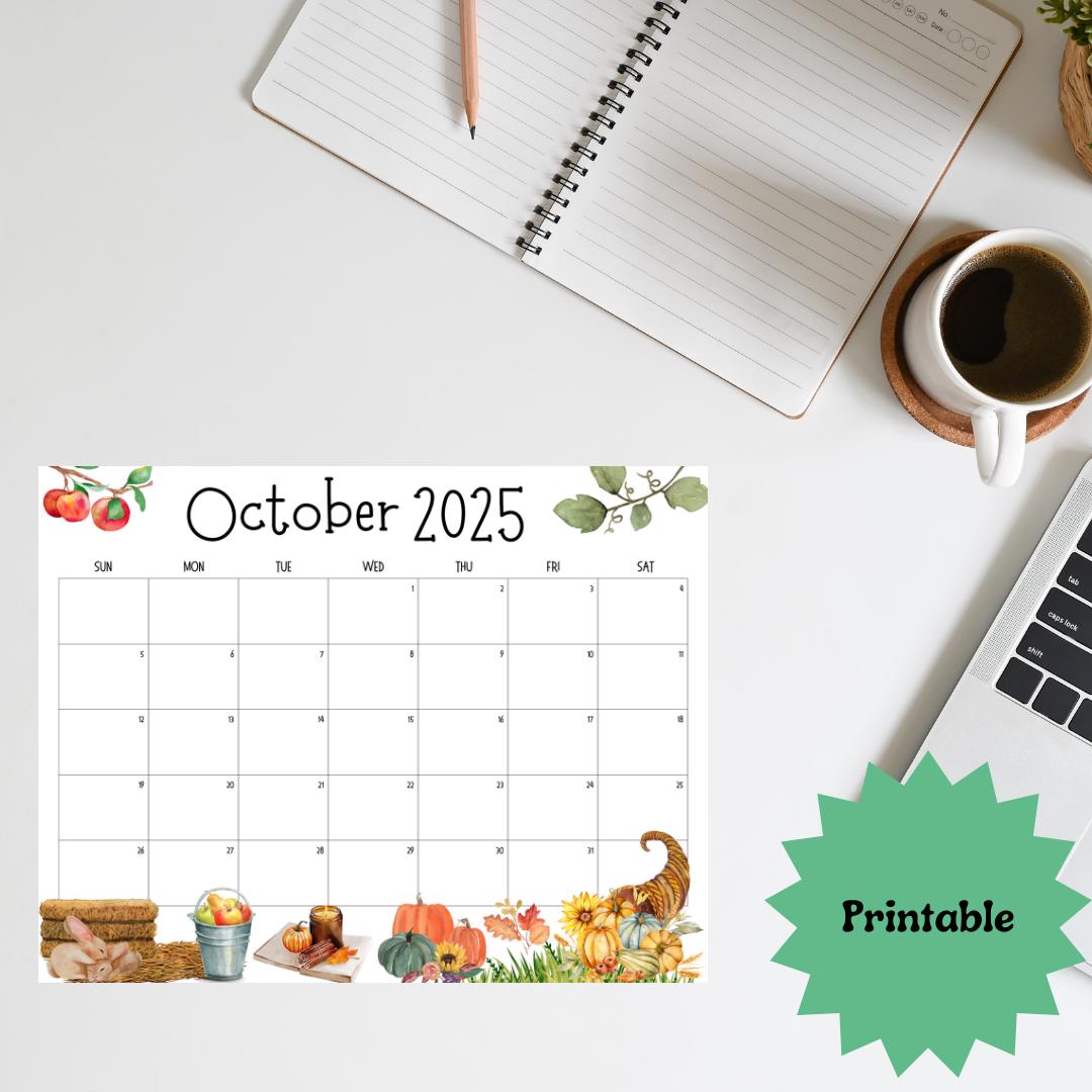 Editable October 2025 Calendar, Fillable Printable Halloween Template ...