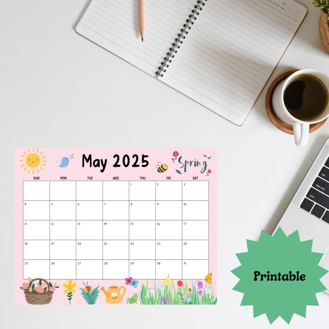 Editable May 2025 Calendar Printable Activity Planner, Cute Spring ...