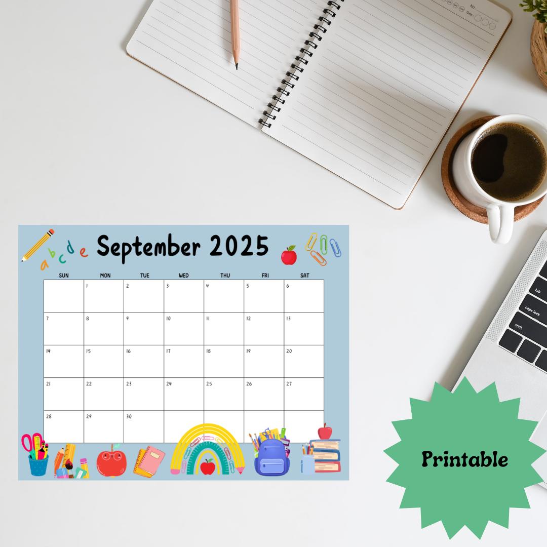 Editable September 2025 Calendar, Printable Fillable Digital Download ...