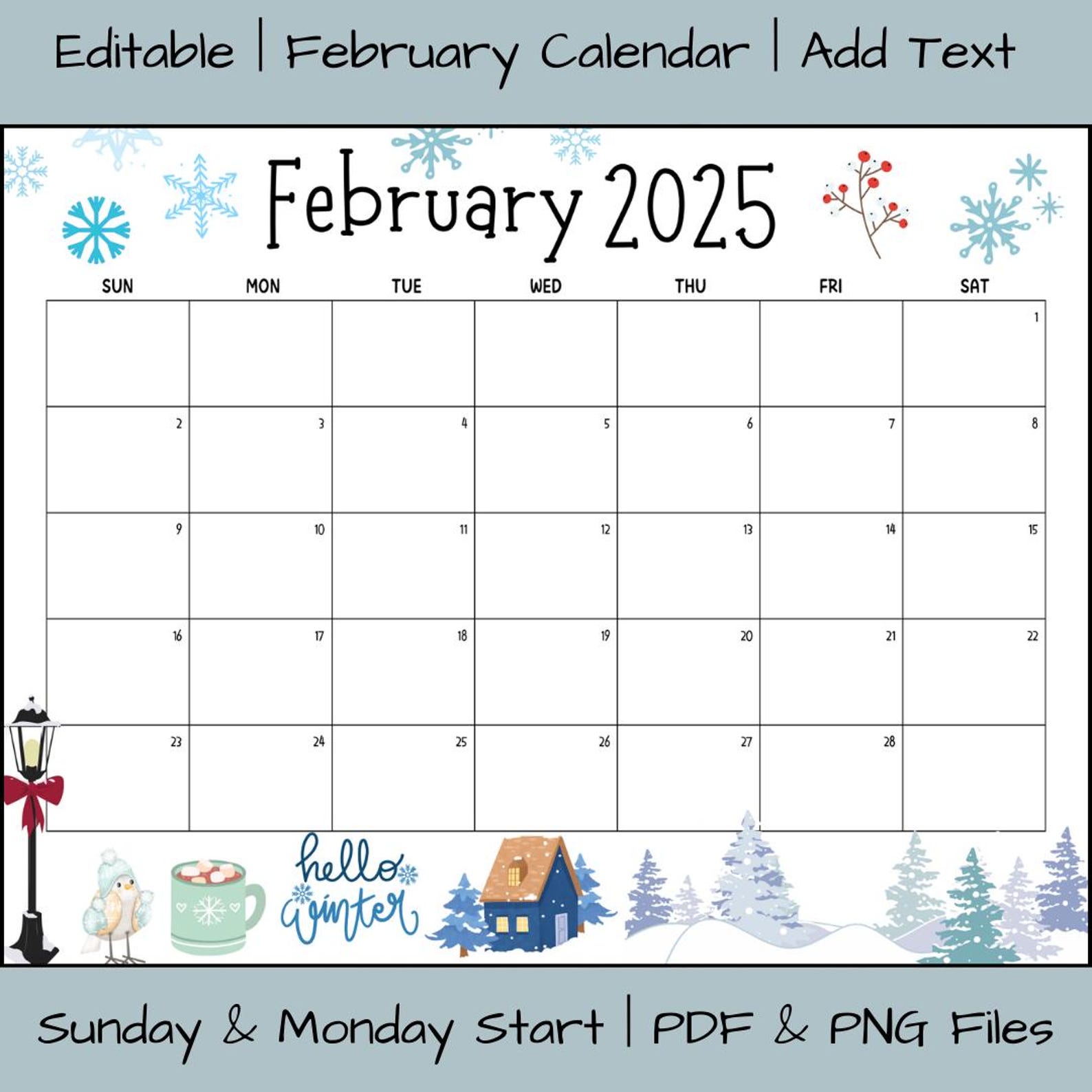 Editable February 2025 Calendar Printable, Activity Planner, Classroom ...